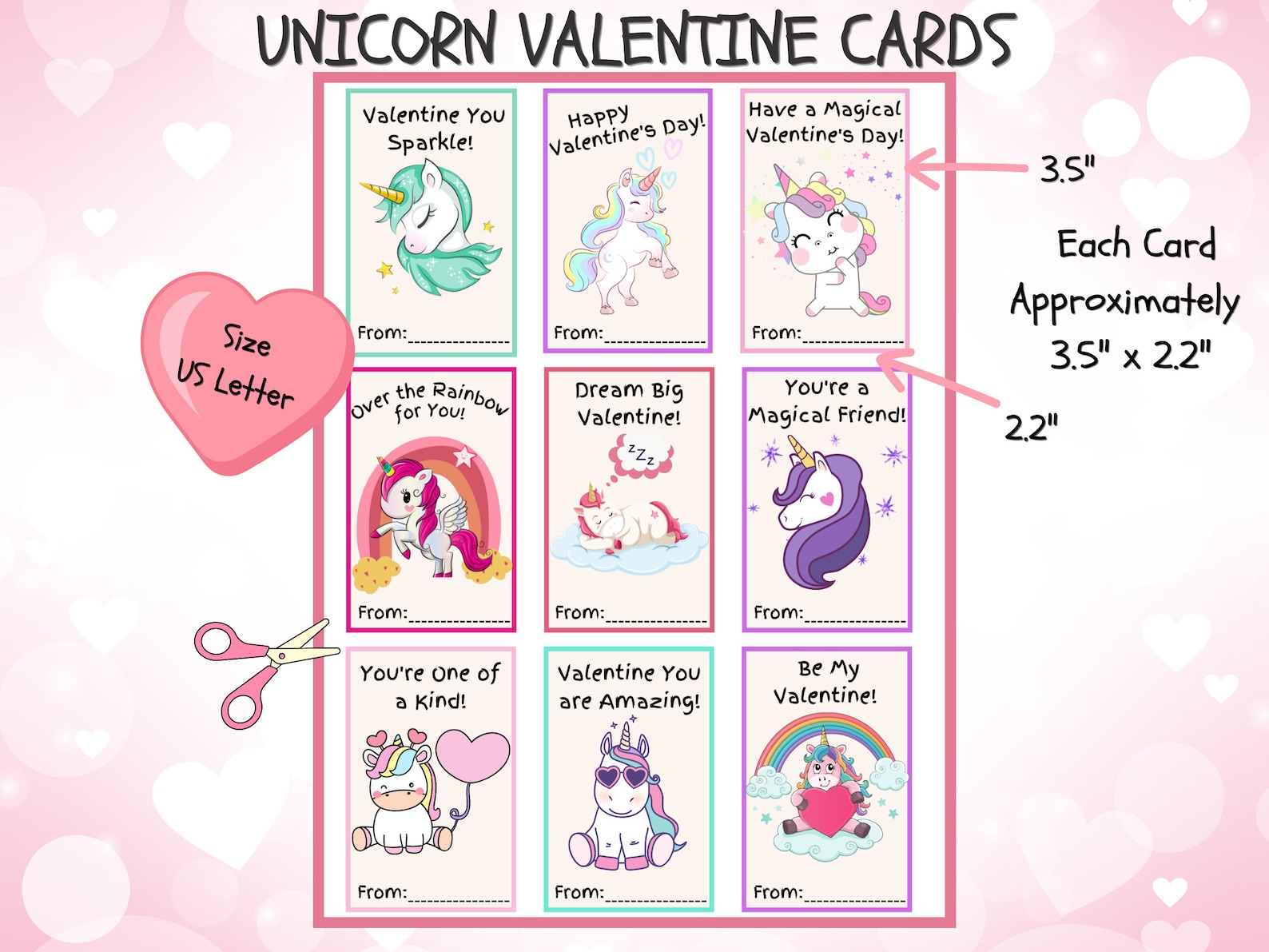 Classroom Valentine Cards | Unicorn Valentine Cards | Daycare Valentine ...