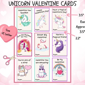 Classroom Valentine Cards | Unicorn Valentine Cards | Daycare Valentine ...