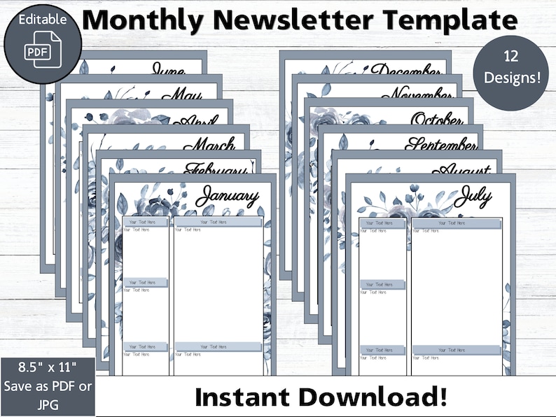 Newsletter Template, Editable Template, PDF Template, Editable Church ...