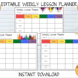 Editable Weekly Lesson Planner Template | 8.5" X 11" Landscape | PDF ...