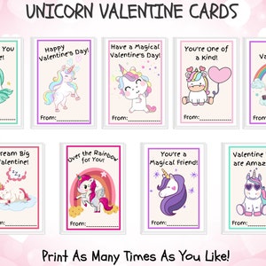 Classroom Valentine Cards | Unicorn Valentine Cards | Daycare Valentine ...