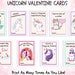 Classroom Valentine Cards | Unicorn Valentine Cards | Daycare Valentine ...