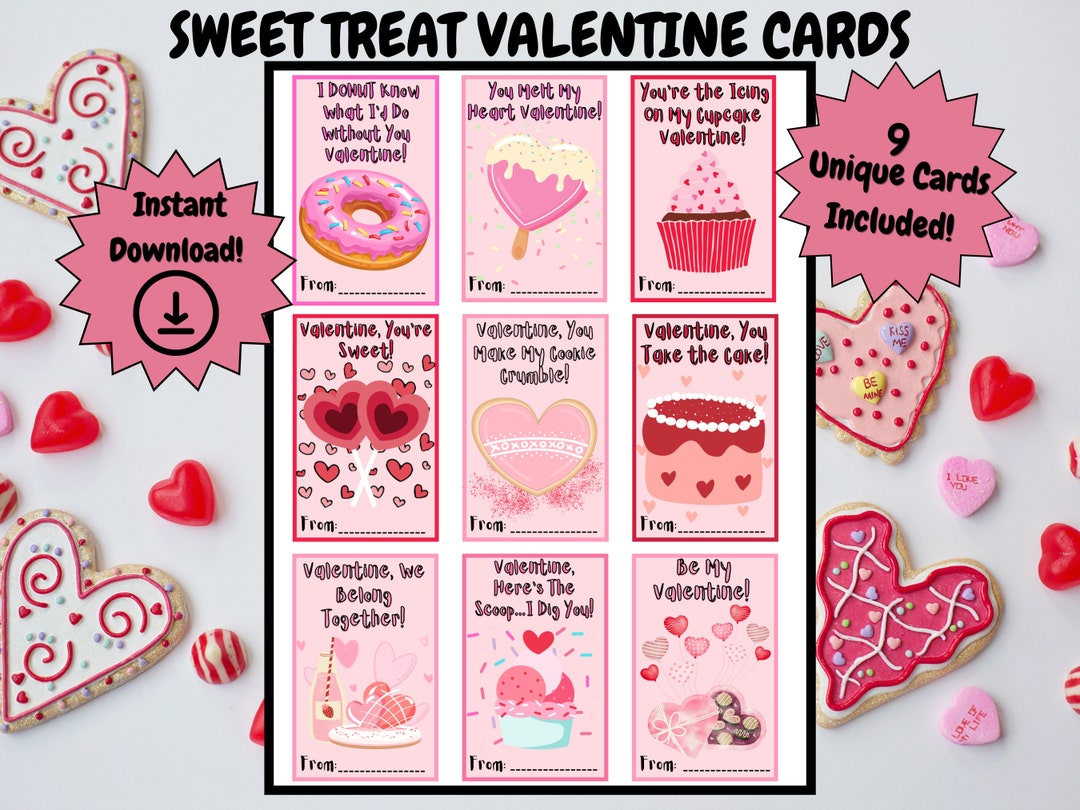 Sweet Treat Valentine Cards | Printable Valentine Cards | Donut ...