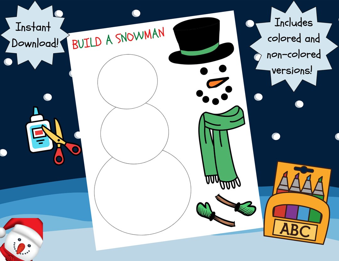 Build a Snowman | Printable Kids Craft | 8.5" X 11" | Winter Craft ...
