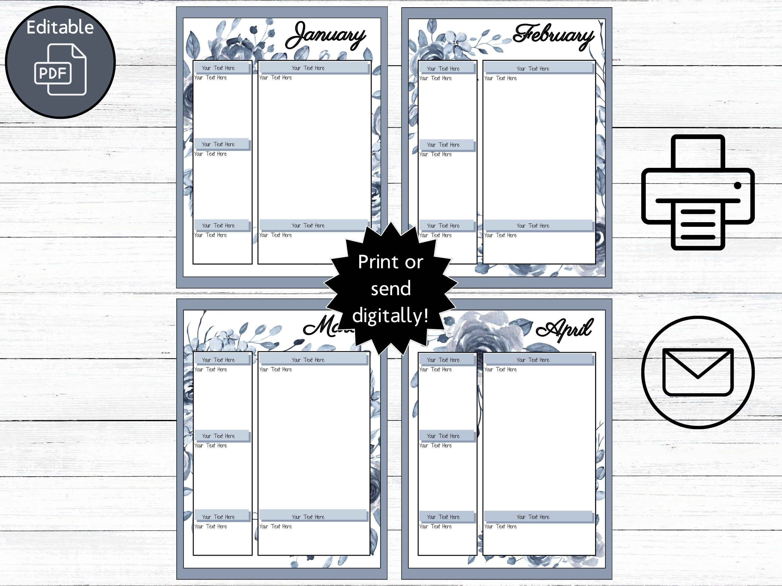 Newsletter Template, Editable Template, PDF Template, Editable Church ...