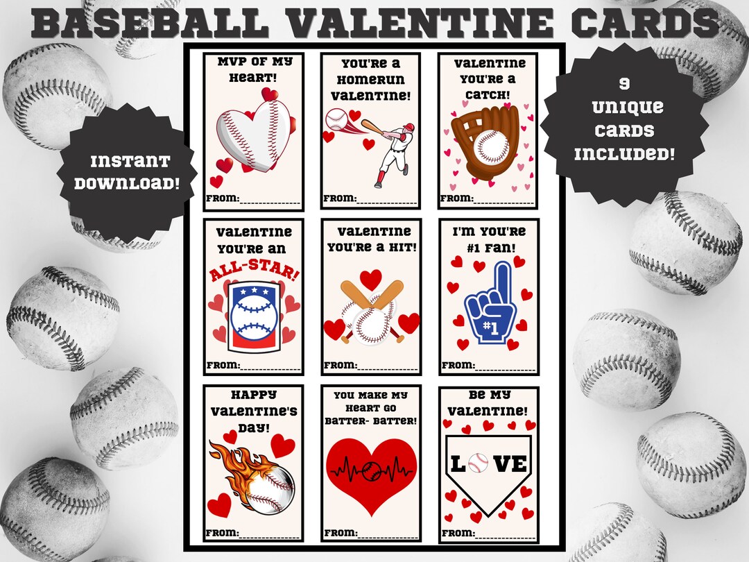 Printable Baseball Valentines | Classroom Baseball Valentine's Card ...