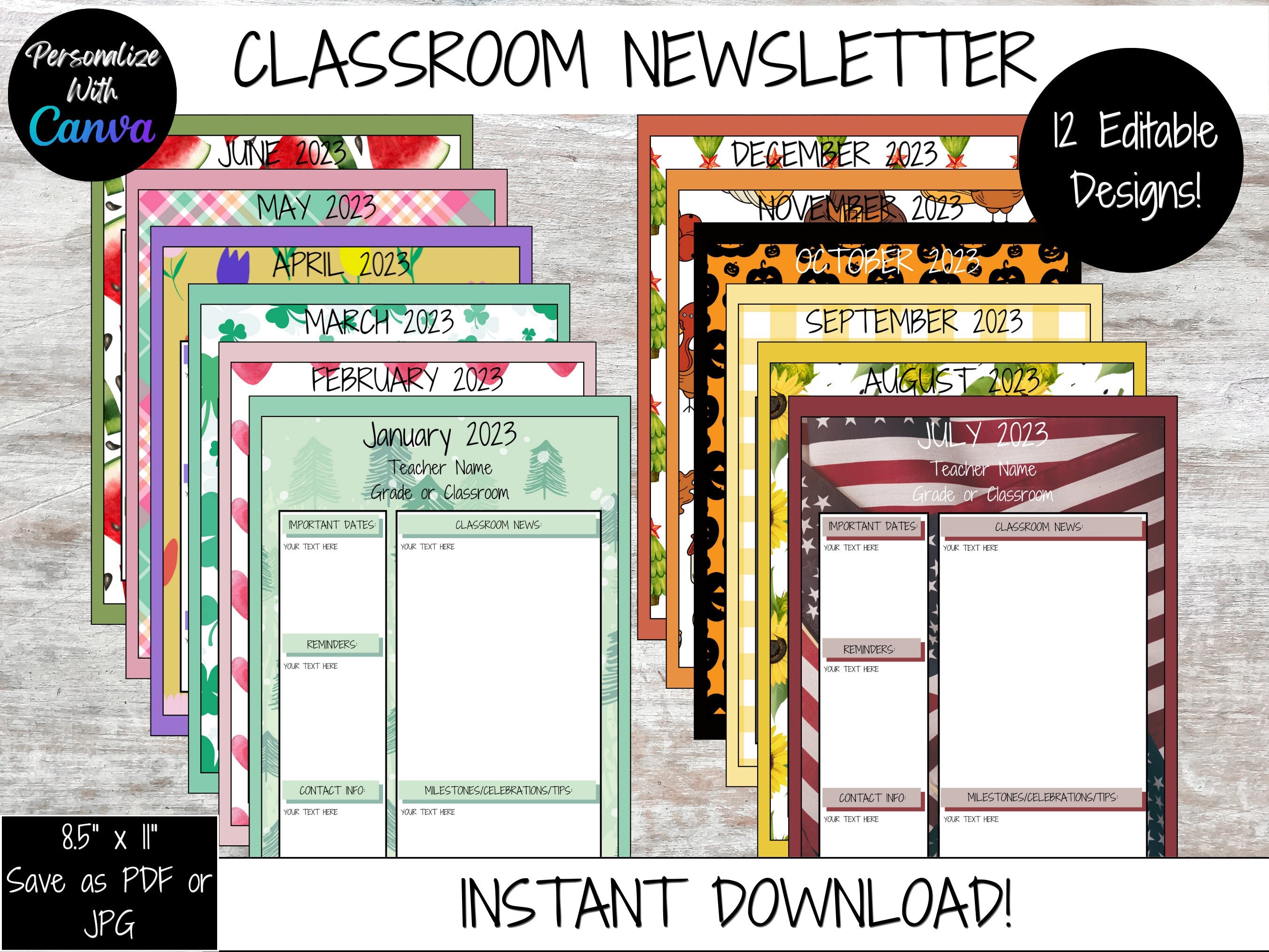 Classroom Newsletter Template Bundle | 8.5" X 11" | Preschool ...