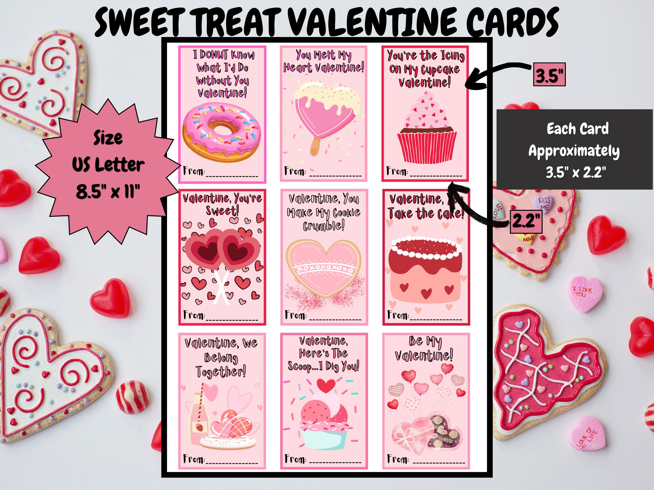 Sweet Treat Valentine Cards | Printable Valentine Cards | Donut ...