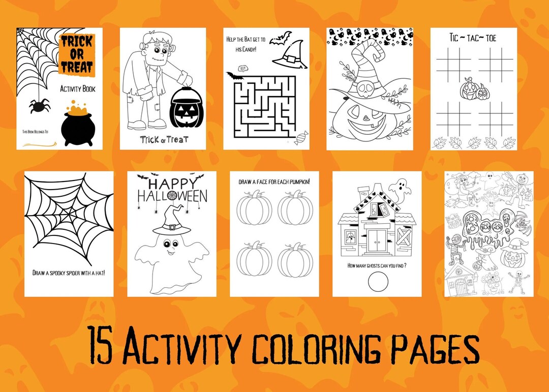 Spooktacular Halloween Activity Coloring Pages - Etsy