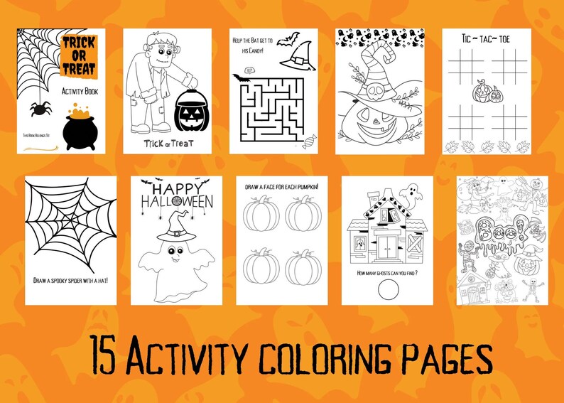 Spooktacular Halloween Activity Coloring Pages - Etsy