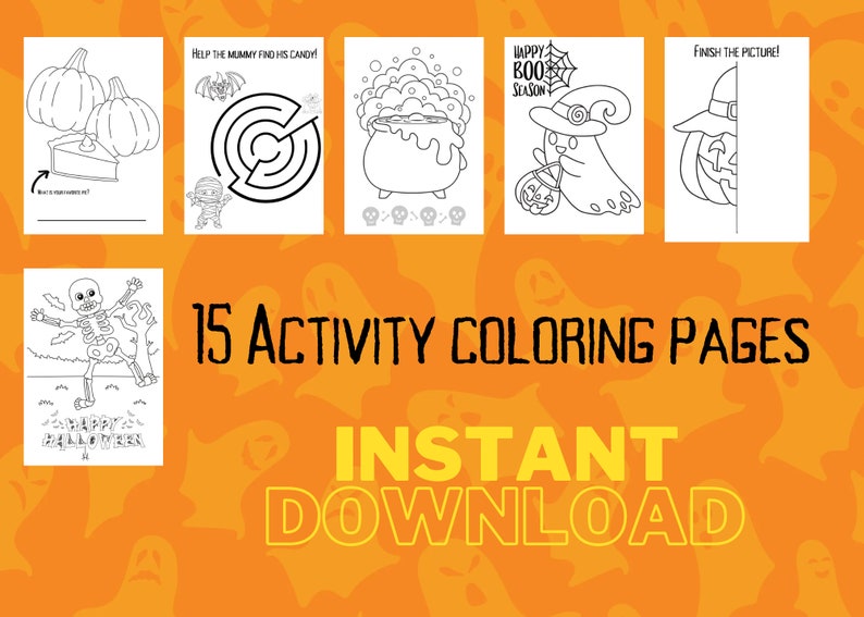 Spooktacular Halloween Activity Coloring Pages - Etsy