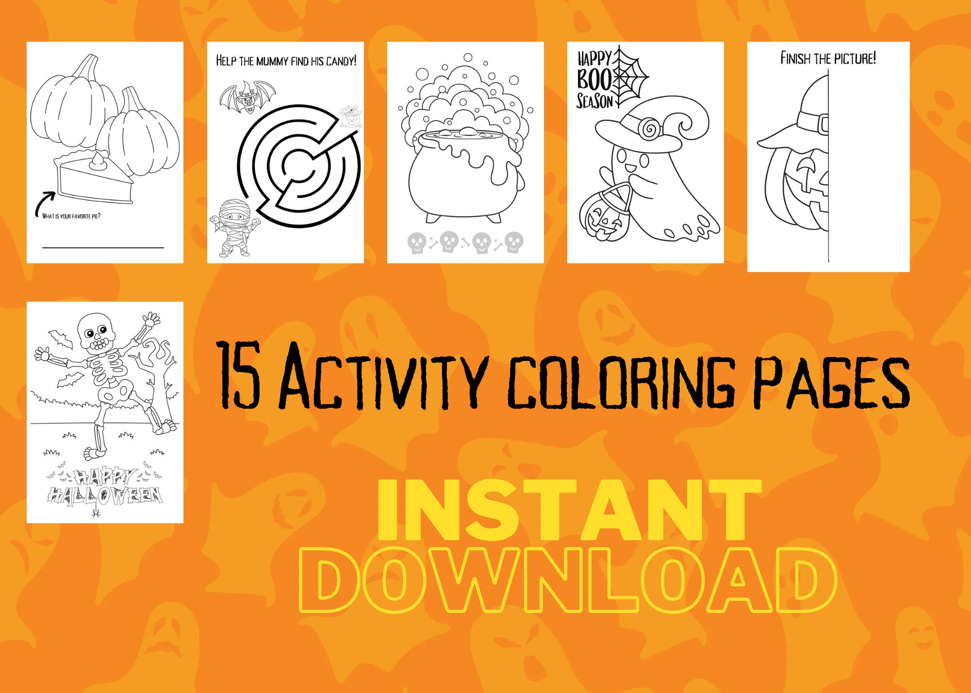 Spooktacular Halloween Activity Coloring Pages - Etsy