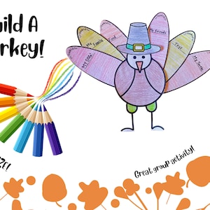 BUILD A TURKEY Thanksgiving Craft, Thankful Turkey, Thanksgiving ...