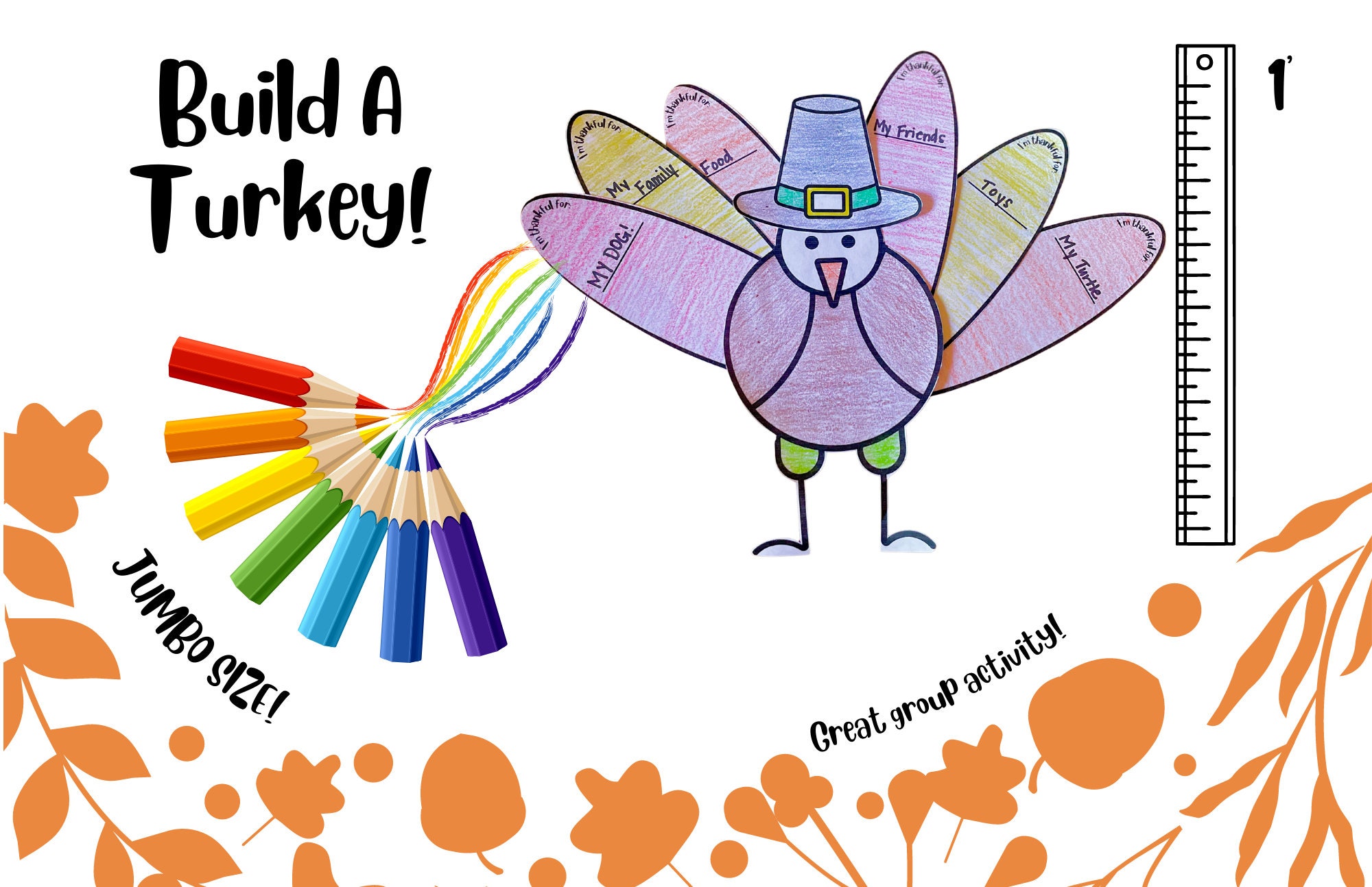 BUILD A TURKEY Thanksgiving Craft, Thankful Turkey, Thanksgiving ...