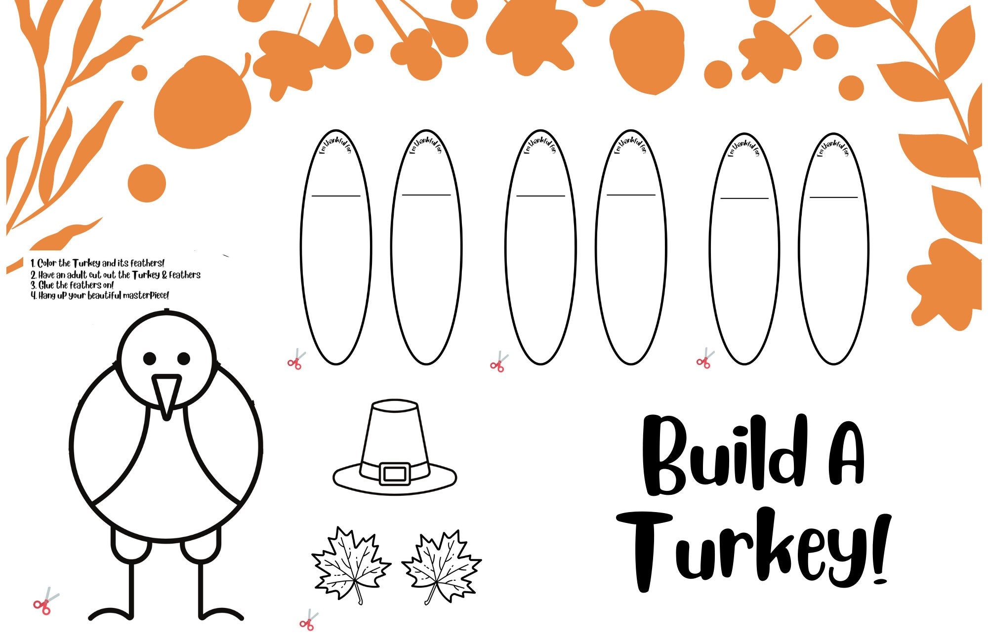 BUILD A TURKEY Thanksgiving Craft, Thankful Turkey, Thanksgiving ...