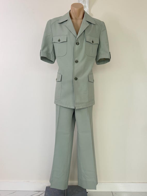 1970's Sage Green Safari Suit - Gem