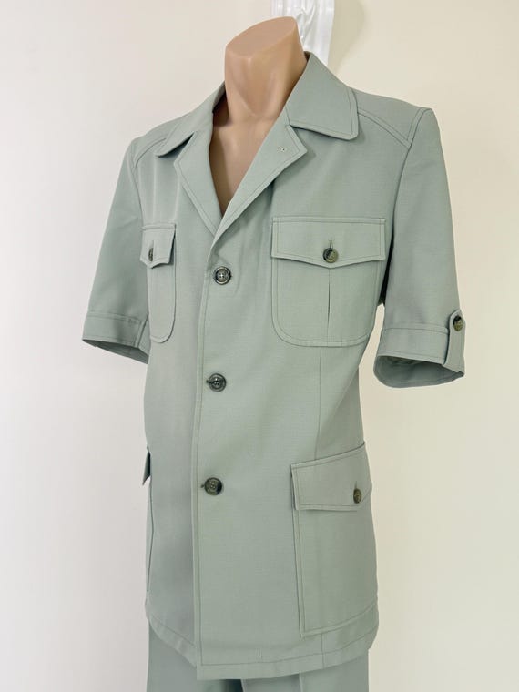 1970's Sage Green Safari Suit - Gem