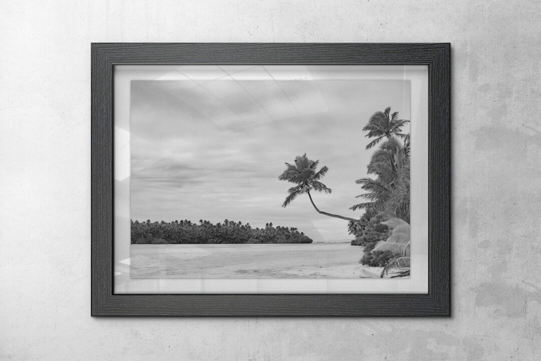 Coconut Tree Bend, Cook Islands Tropical Photography Poster, Beach Home ...