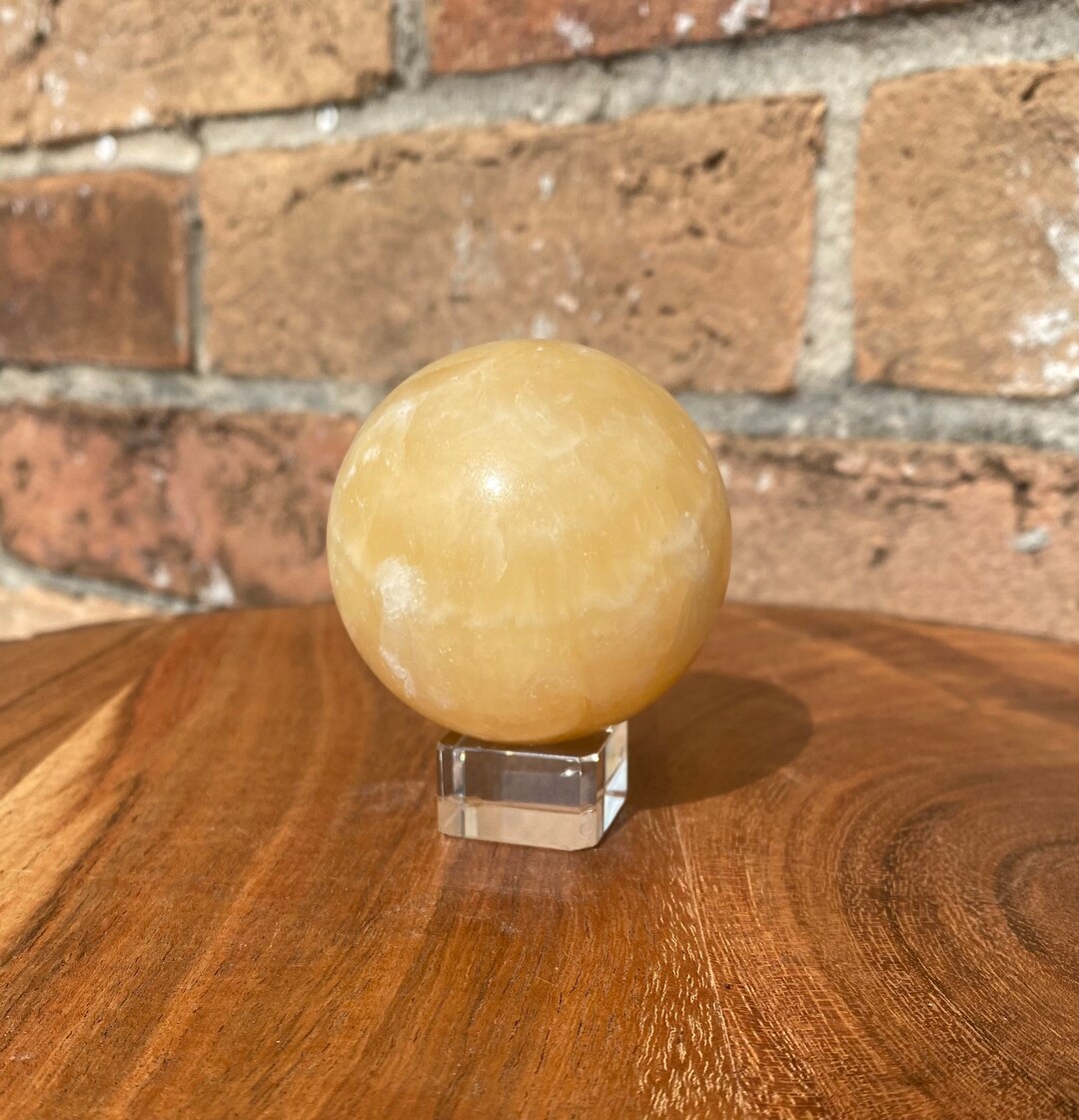 Yellow Lemon Golden Jade Sphere Butter Cream Quartz Crystal Ball ...