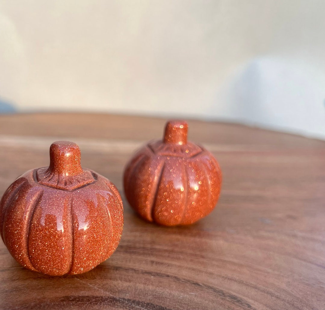 Golden Sandstone Pumpkin - Rose Quartz Carving - Fall Halloween Crystal ...