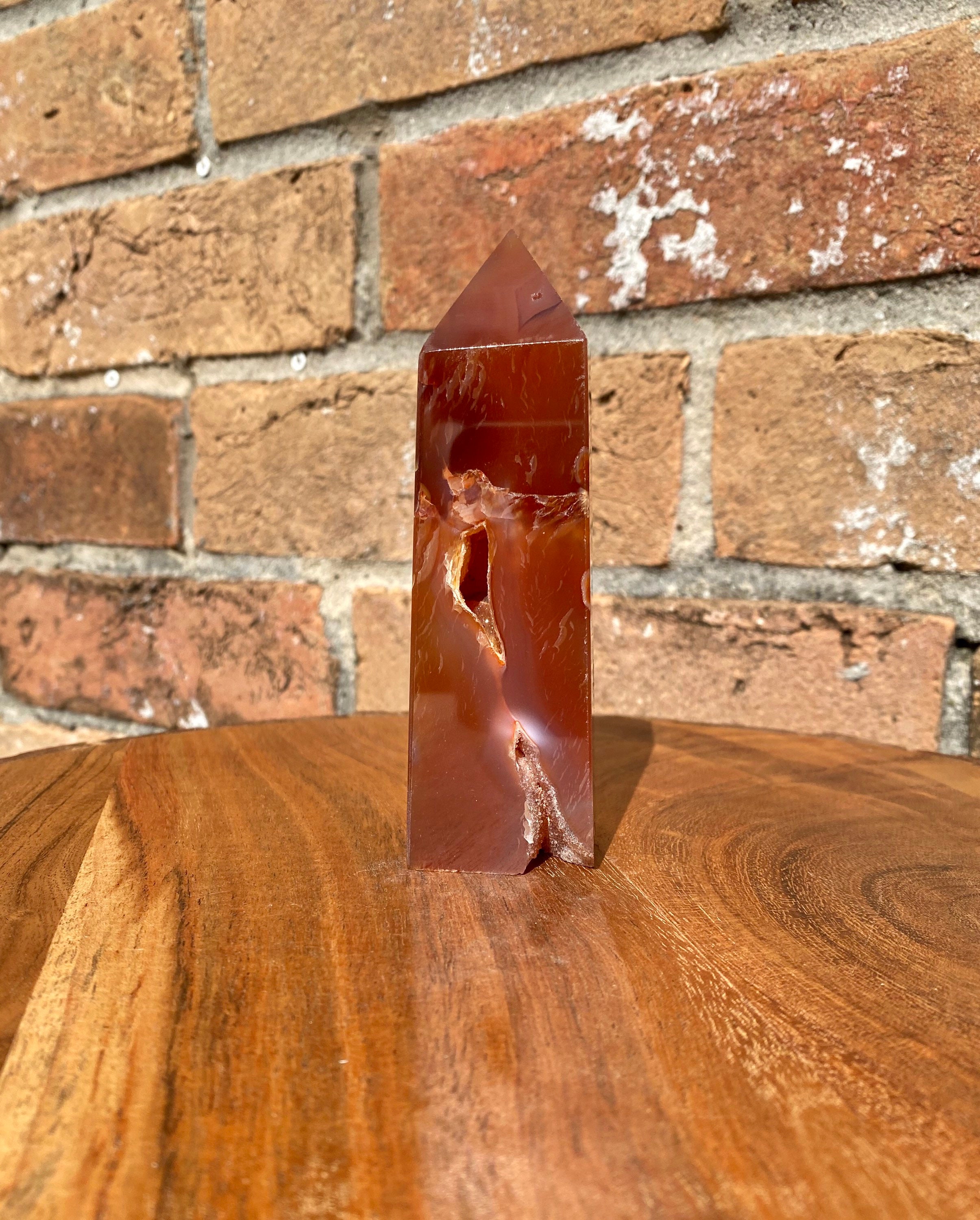 Druzy Carnelian Tower Red Quartz Crystal Obelisk Carving - Etsy