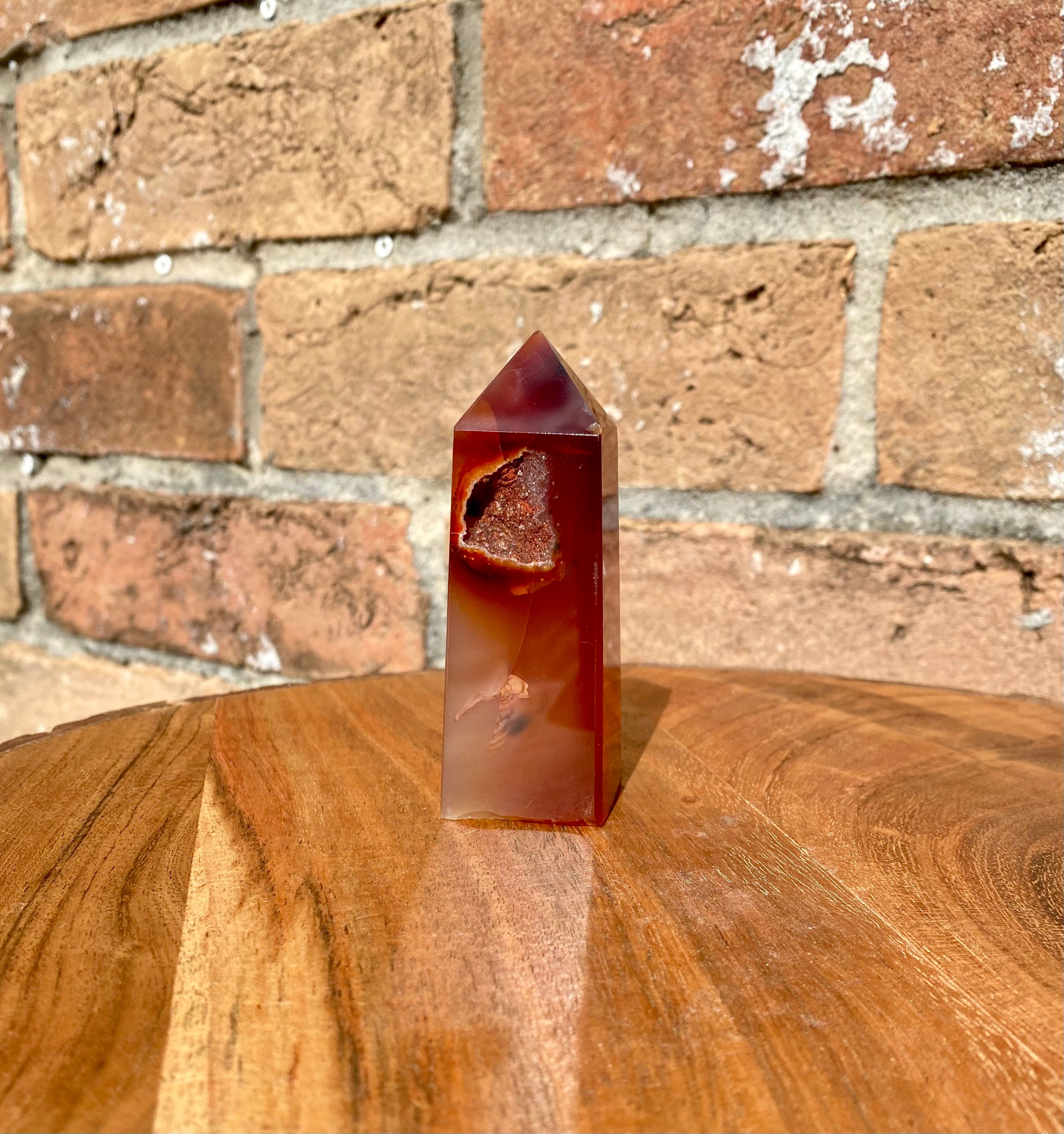 Druzy Carnelian Tower Red Quartz Crystal Obelisk Carving - Etsy