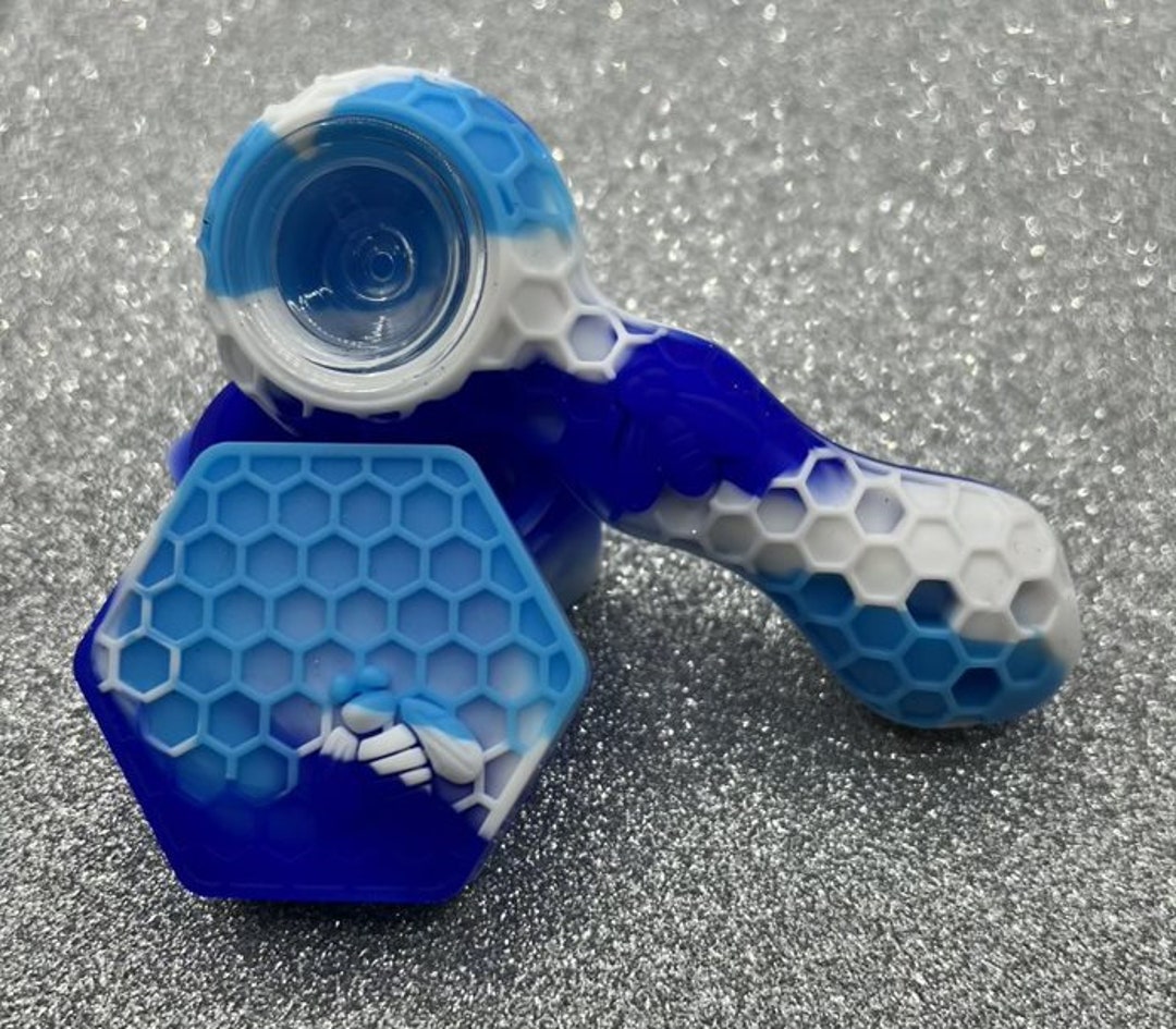 Silicone Pipe Glass Bowl WITH Matching 26ml Silicone Storage Container ...