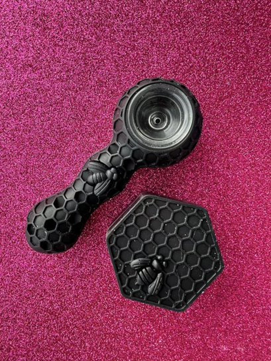 Silicone Pipe Glass Bowl WITH Matching 26ml Silicone Storage Container ...