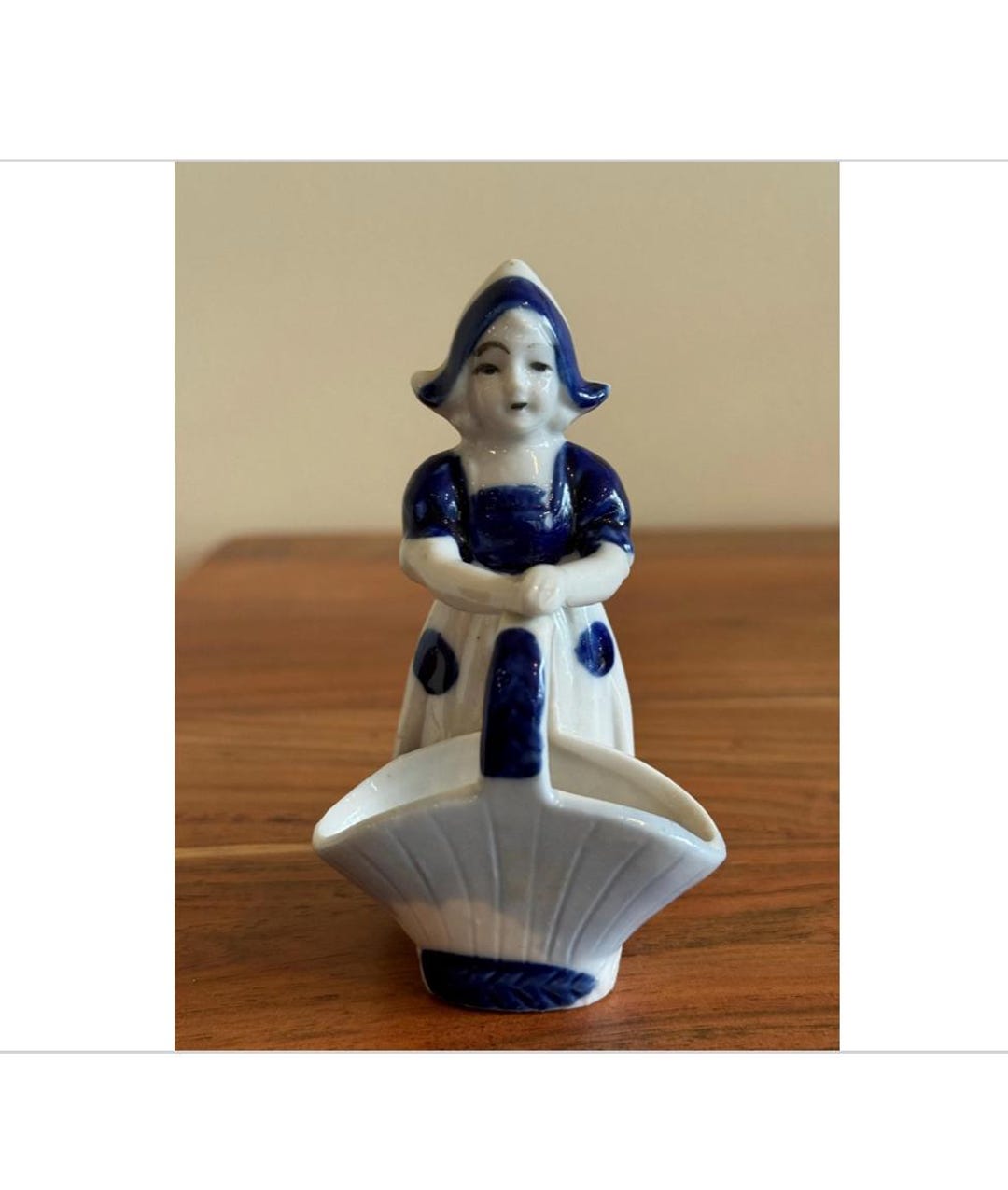 Vintage Delft Blue Girl Figurine Holland Fairy Garden English Cottage ...