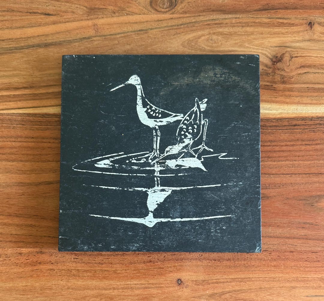 Vintage Slate Trivet Tile Beach House Decor Shorebirds Harpswell House ...