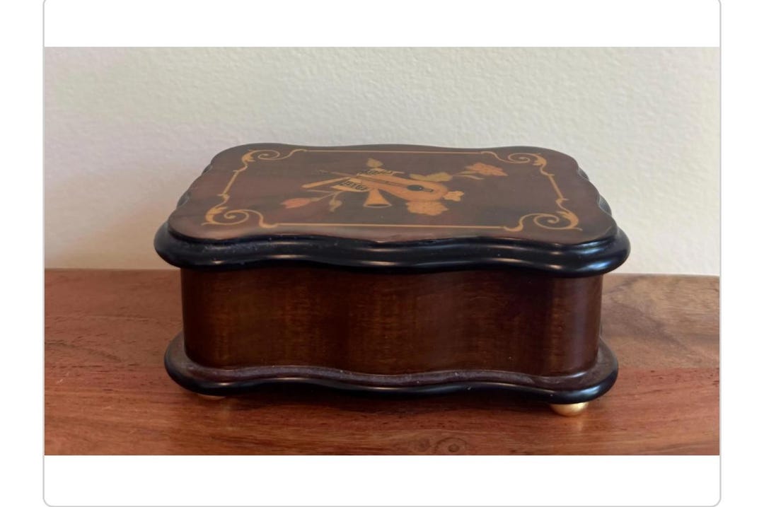 Vintage Wooden Inlay Music Box Antique - Etsy