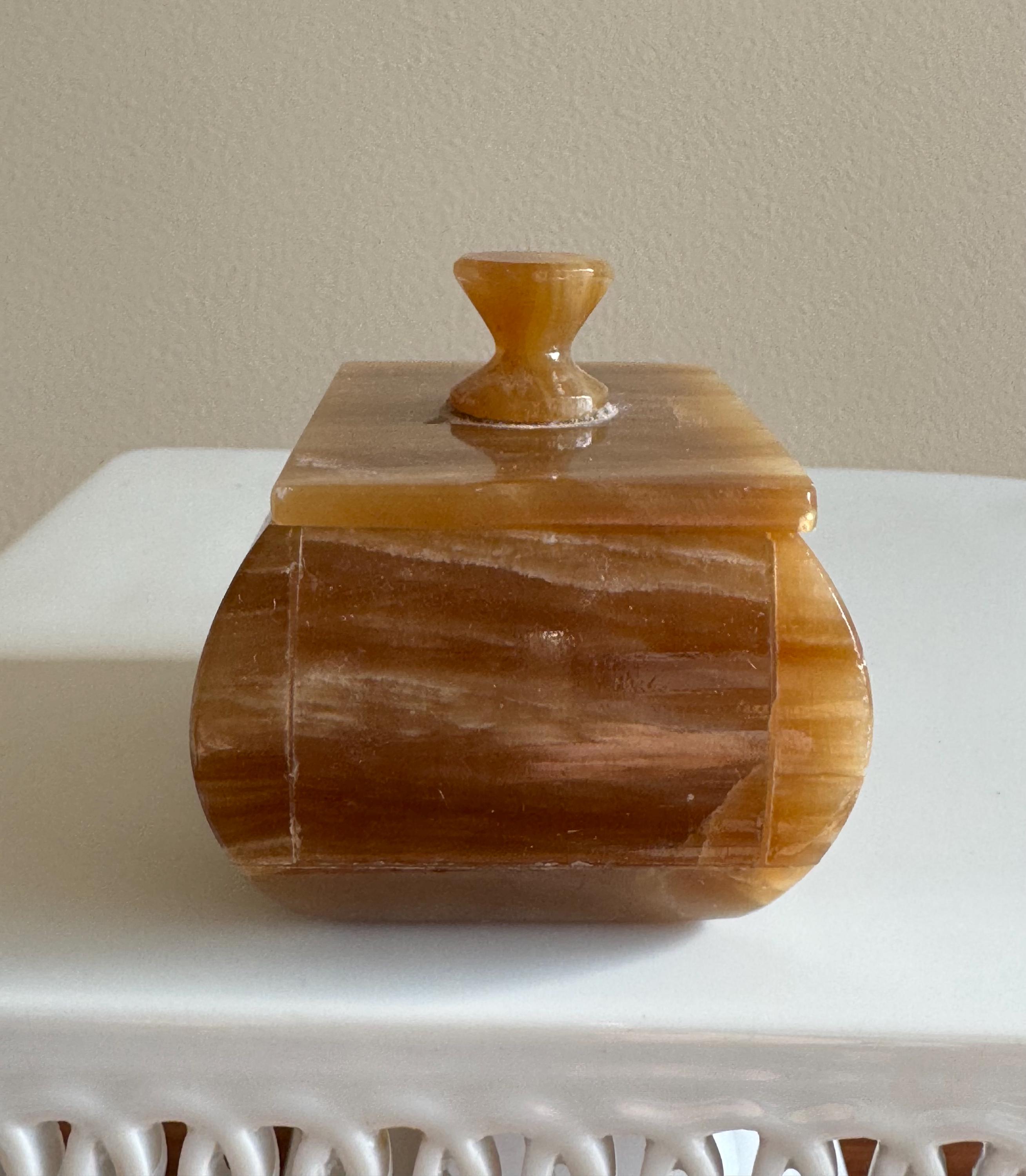 Vintage Stone Marble Alabaster Trinket Box Lidded Dish Jewelry Dish ...