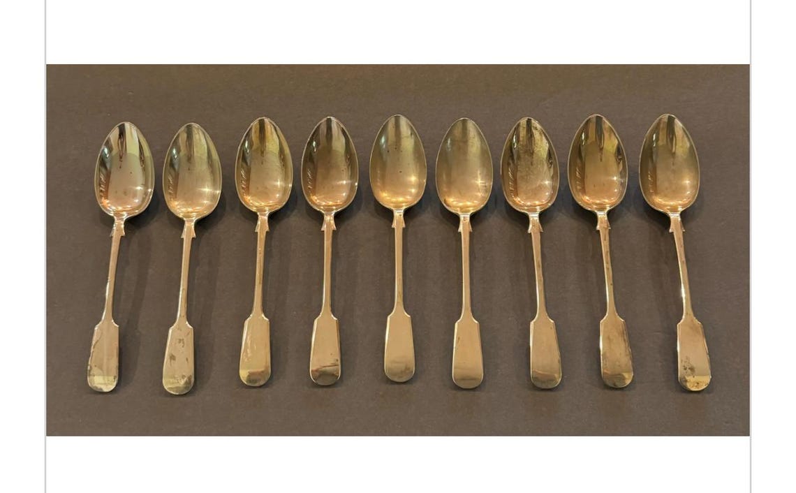 Set of 9 Spoons Silverware Flatware D & A Bengal Silver Rustic ...