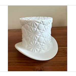 Vintage Fenton Milk Glass Daisy Button Top Hat Farmhouse English ...