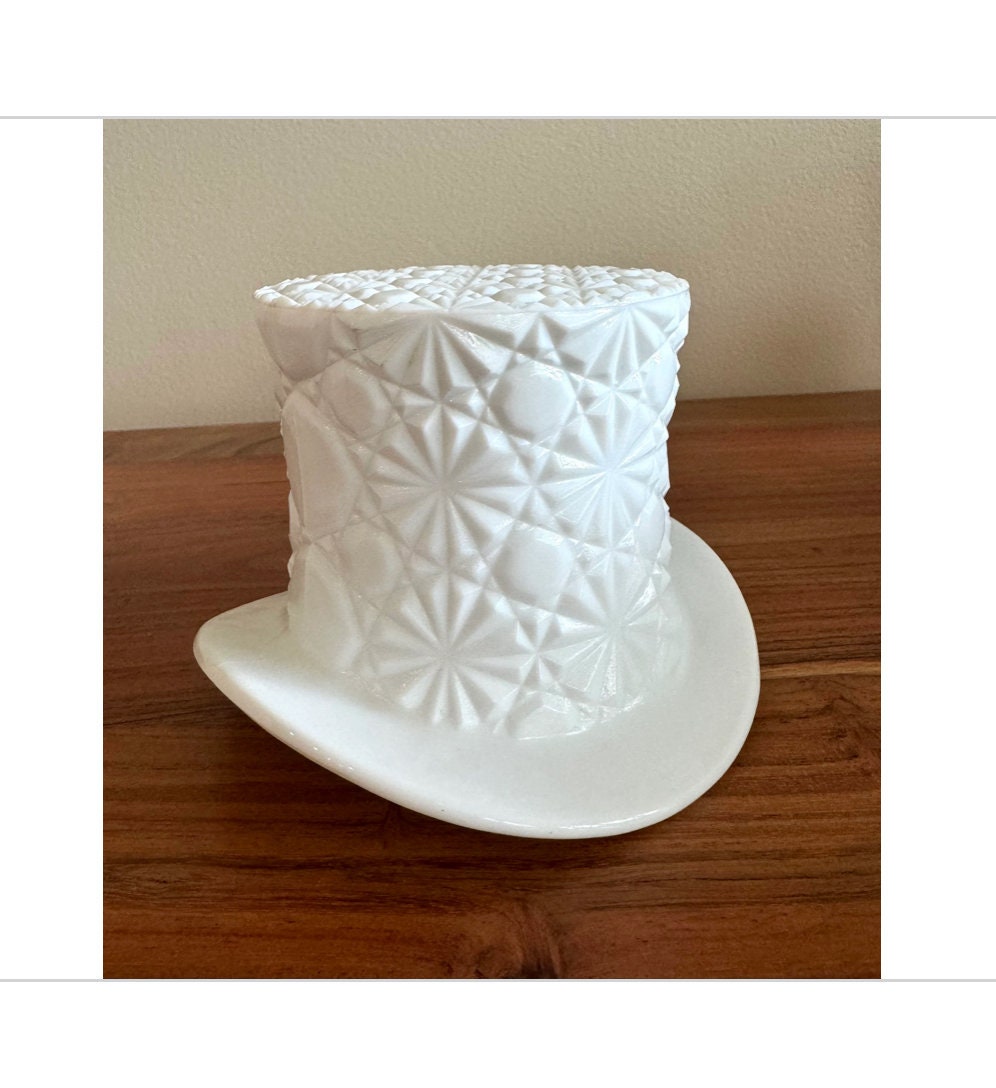 Vintage Fenton Milk Glass Daisy Button Top Hat Farmhouse English ...