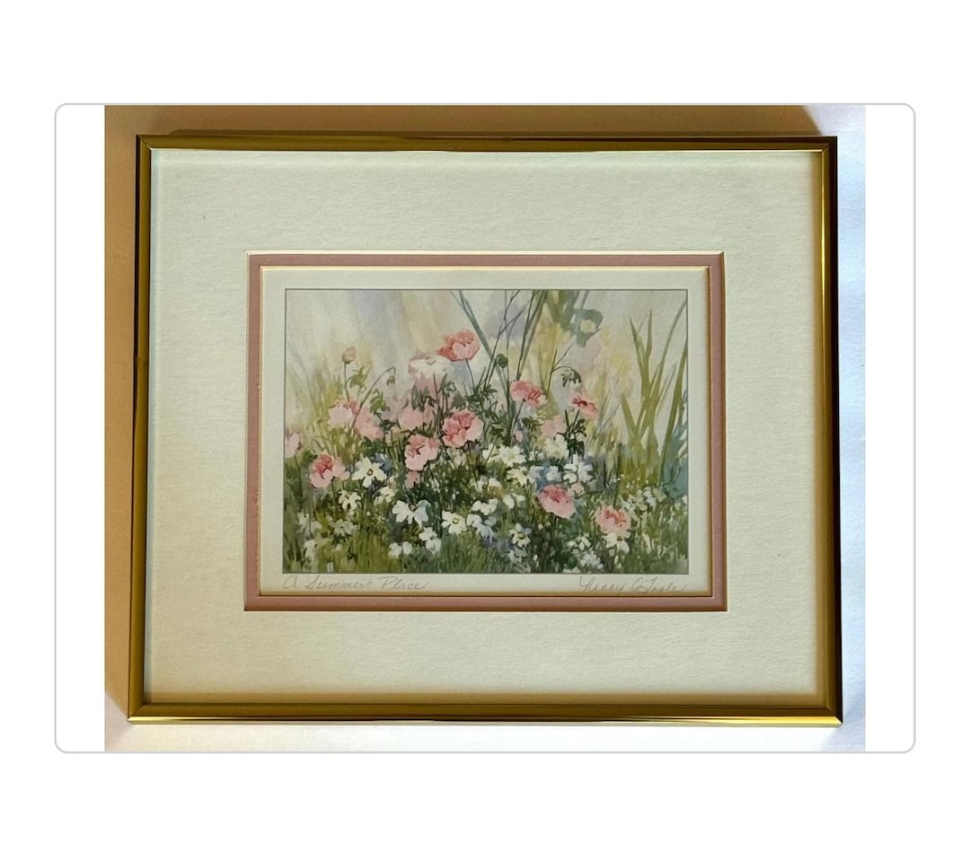 Vintage Reproduction Watercolor Framed and Double Matted Artist Nancy O ...