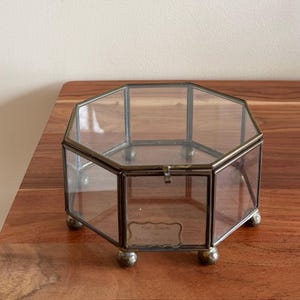 Vintage Brass & Clear Glass Octagon Display Case With Hinged Lid and ...
