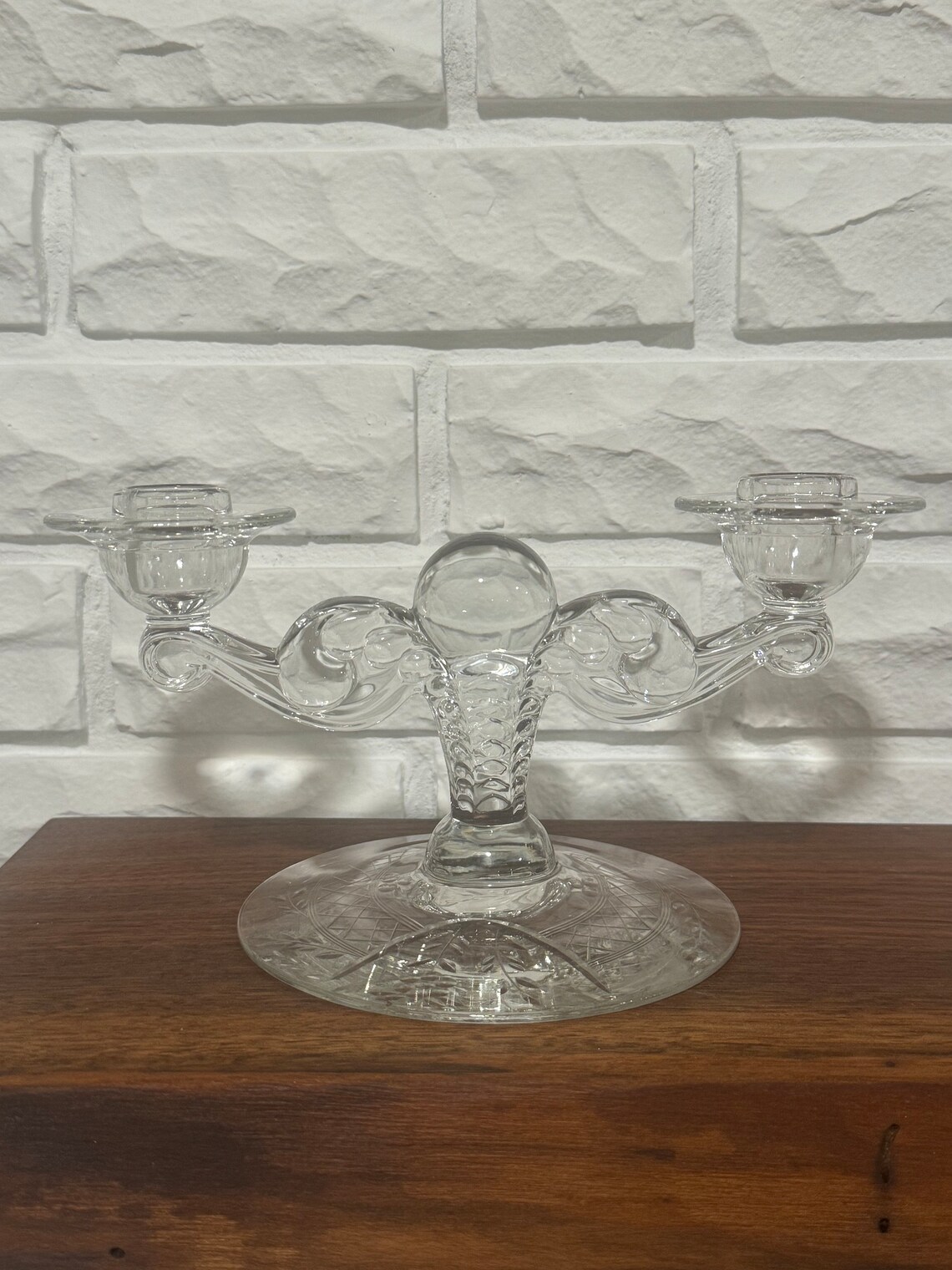 Vintage Clear Glass Double Candle Stick Holder Make a Lovely New Home ...