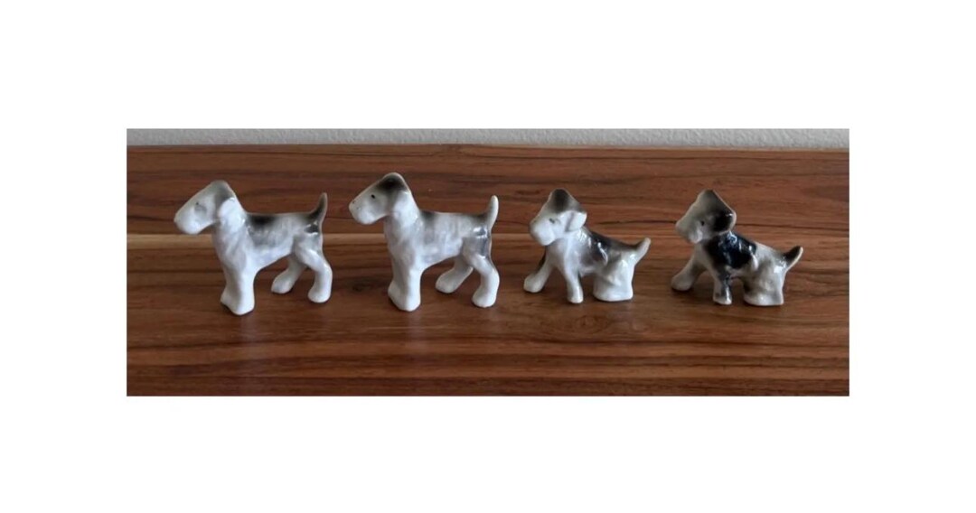 Set of 4 Vintage Bone China Terrier Dogs Mini Miniature Dog Puppy ...