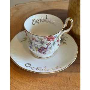 Tea Cup & Saucer October Birthday Month Gift Tea Party - Etsy