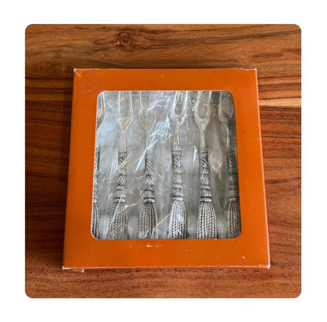 New in Box Silea Elegance Set of 6 Silver Plate Cocktail Forks Relish ...
