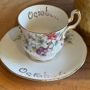 Tea Cup & Saucer October Birthday Month Gift Tea Party - Etsy