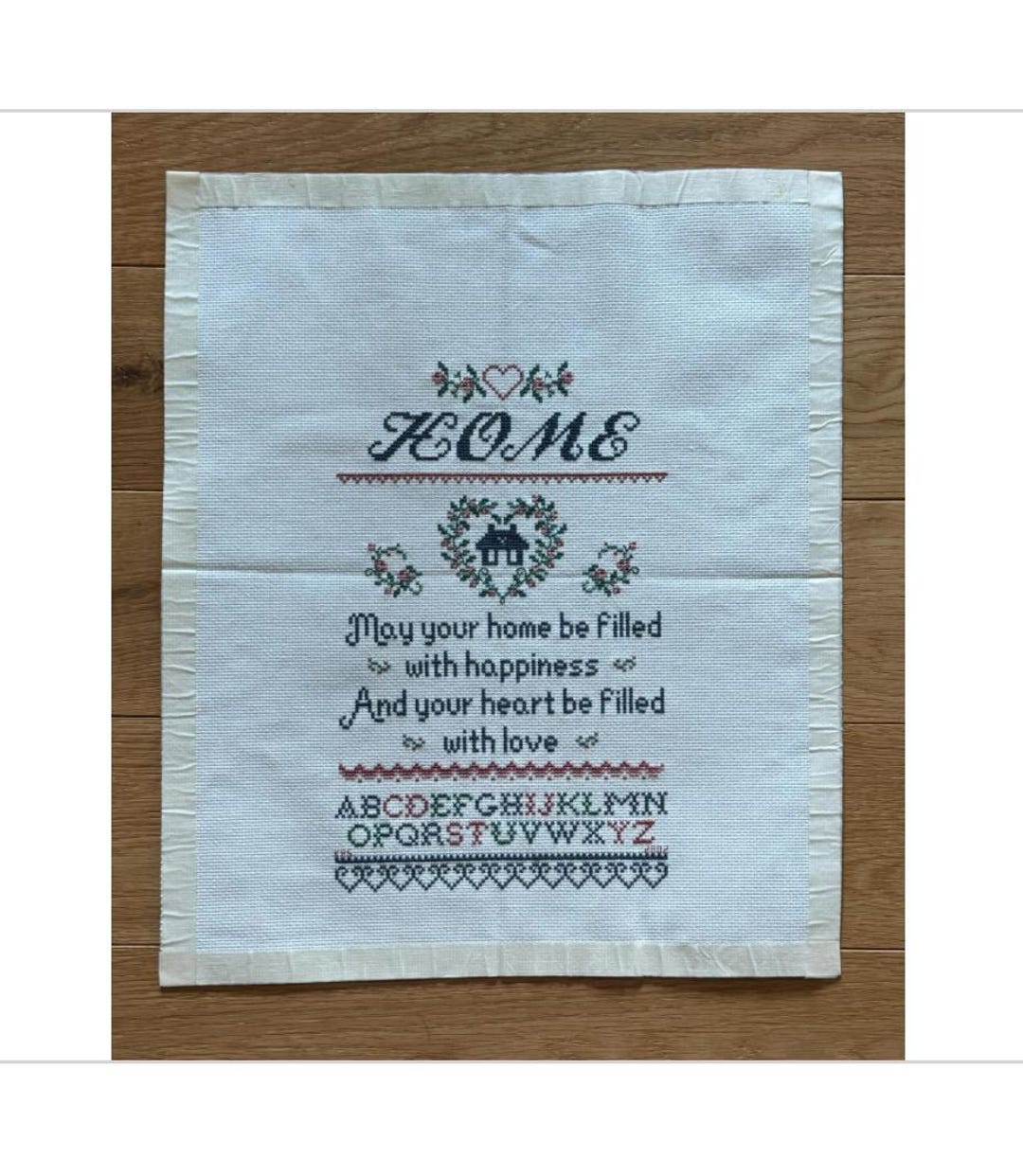 Handmade Completed Needlepoint Wall Hanging HOME Theme Handcrafted Art ...