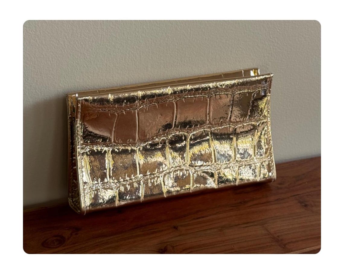 Vintage Style Metallic Gold Purse Handbag Clutch Special Occasion ...