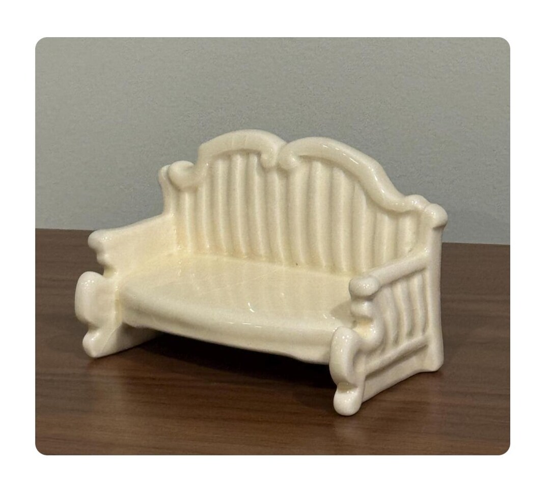Miniature Ceramic Couch Dollhouse Furniture Vintage Decor Made in ...