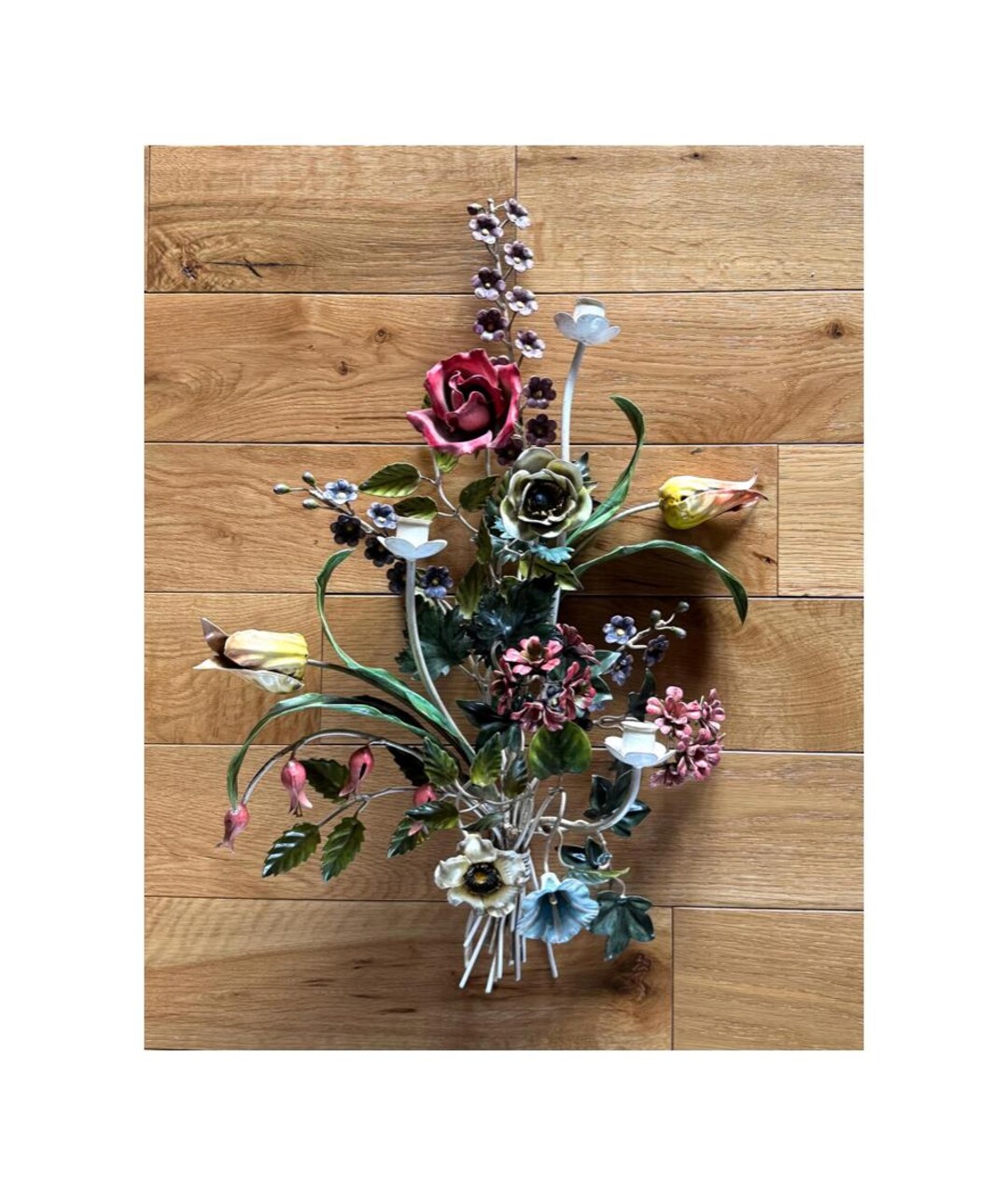 Vintage Italian Tole Wall Candelabra Hollywood Regency Floral Wall ...