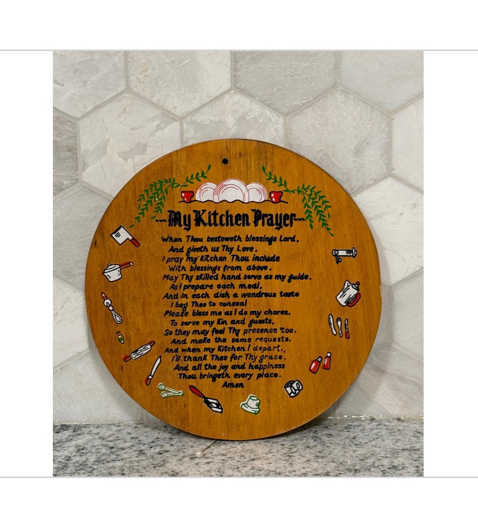 Vintage Wooden Wall Hanging My Kitchen Prayer Plaque Farmhouse Home ...