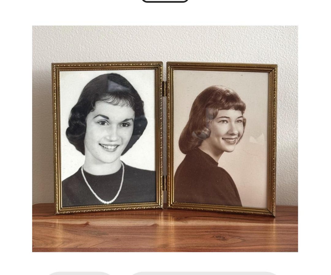 Vintage Hinged Gold Brass Double Picture Frame Double Display Photo ...