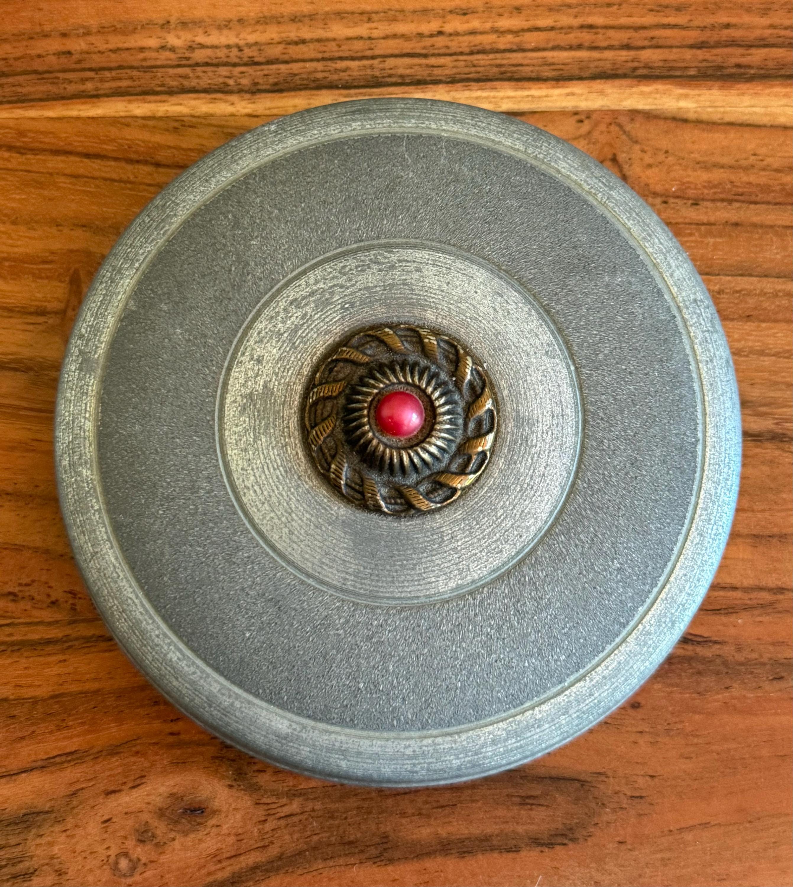 Vintage Metal Powder Box Music Box Trinket Dish Antique Jewelry Box ...