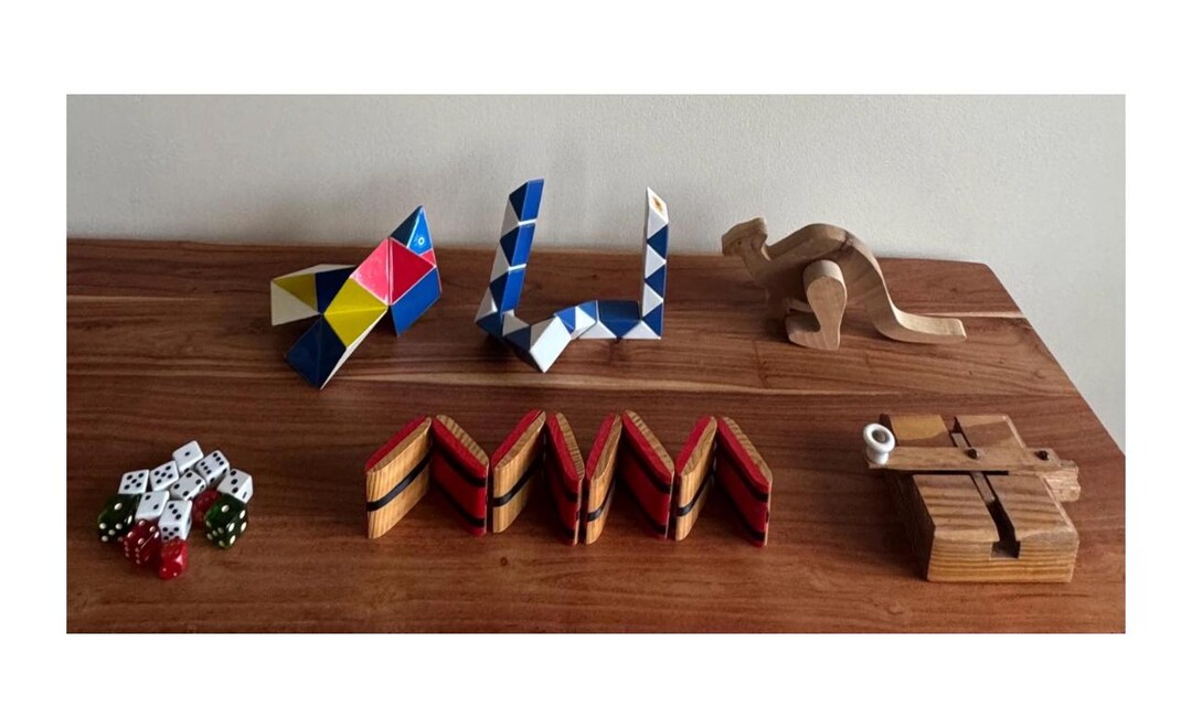 Vintage Wooden Toy Puzzle Jacob’s Ladder Assorted Dice Rubiks Cube Do ...